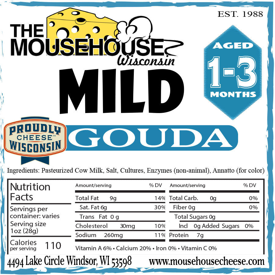 Mild Gouda, Approx wt. 12oz – Mousehouse Cheesehaus