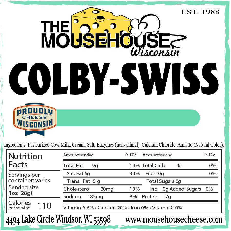 Colby Swiss, Approx wt. 12oz – Mousehouse Cheesehaus
