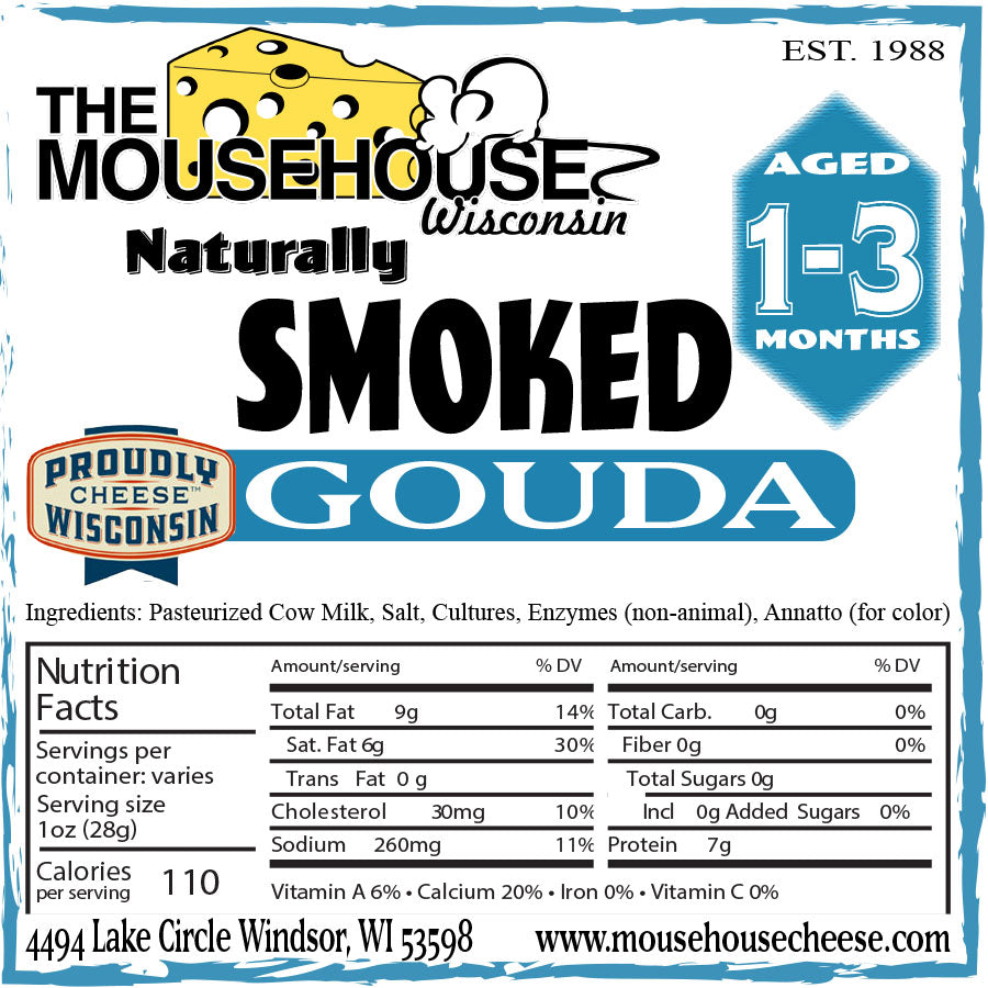Smoked Gouda, Approx wt. 12oz – Mousehouse Cheesehaus